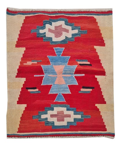 Amazing Hand Knotted Vintage Turkish Kilim Kilm Wool Area Rug 3.8 x 2. ...