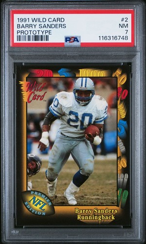Rare 1991 Wild Card NFL Prototype-2 BARRY SANDERS Detroit Lions HOF PSA ...