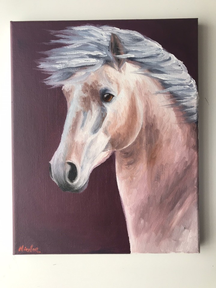 Original Horse Oil Painting On Canvas Rose Andalusian Stallion Equine ...