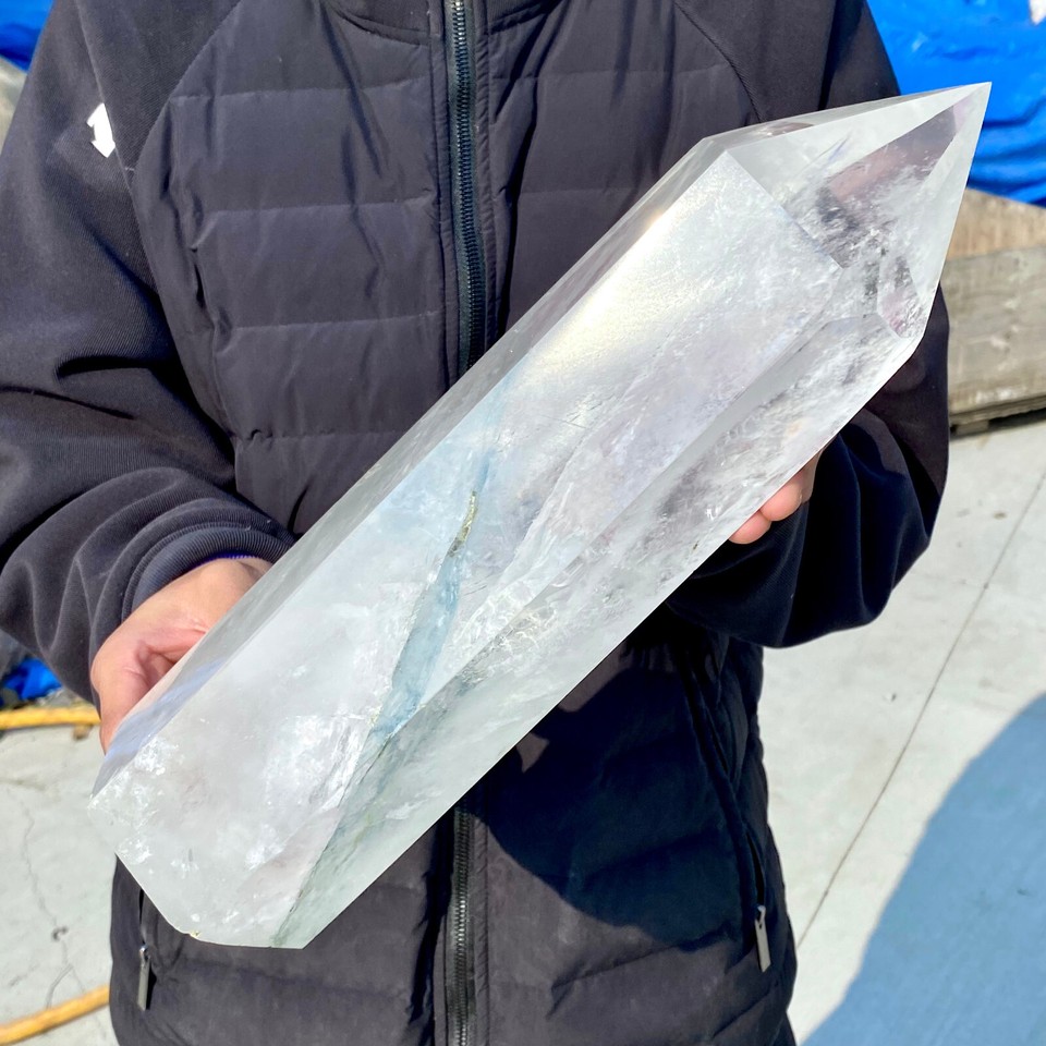 12.58LB Large Natural White crystal obelisk Crystal energy column Reiki ...