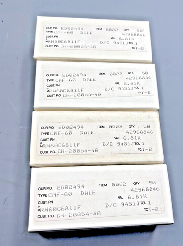 Dale Resistor TYPE MF-68 DALE CH-20054-40 ITEM 0022 6.81k ohm Lot of ...
