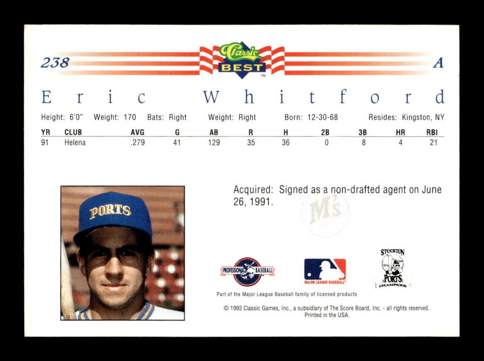1992 Classic Best Eric Whitford #238 | eBay