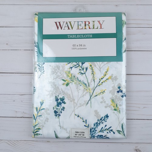 Waverly Fabric Tablecloth Floral Leaves 60x84 Meadow Views | eBay