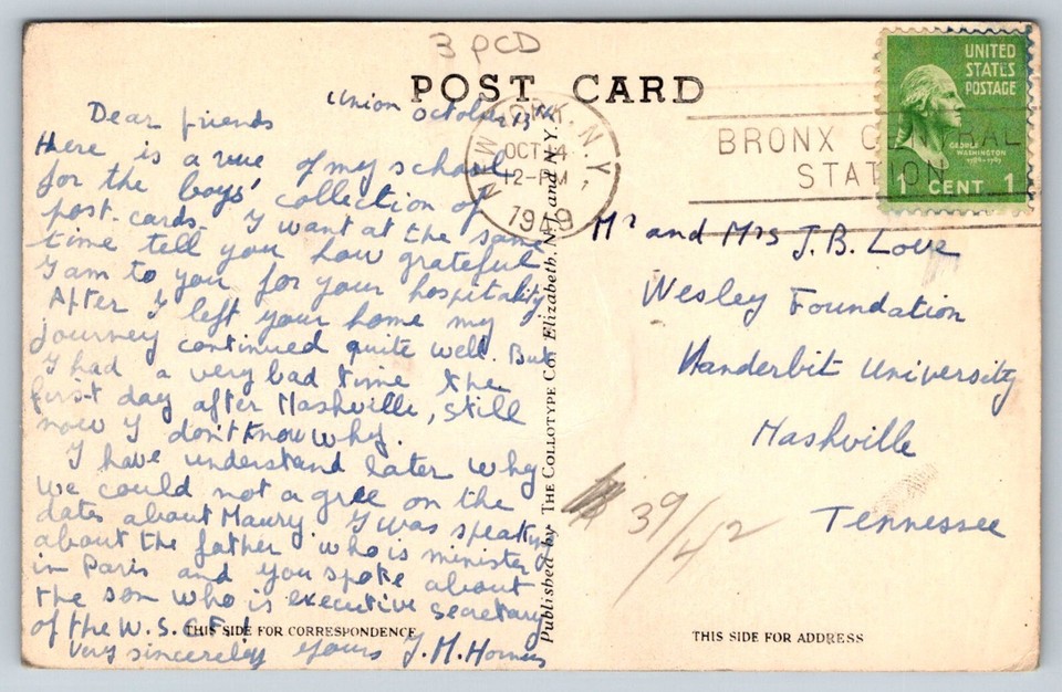 Columbia University Collotype Postcard Aerial View 1940s Bronx Central ...