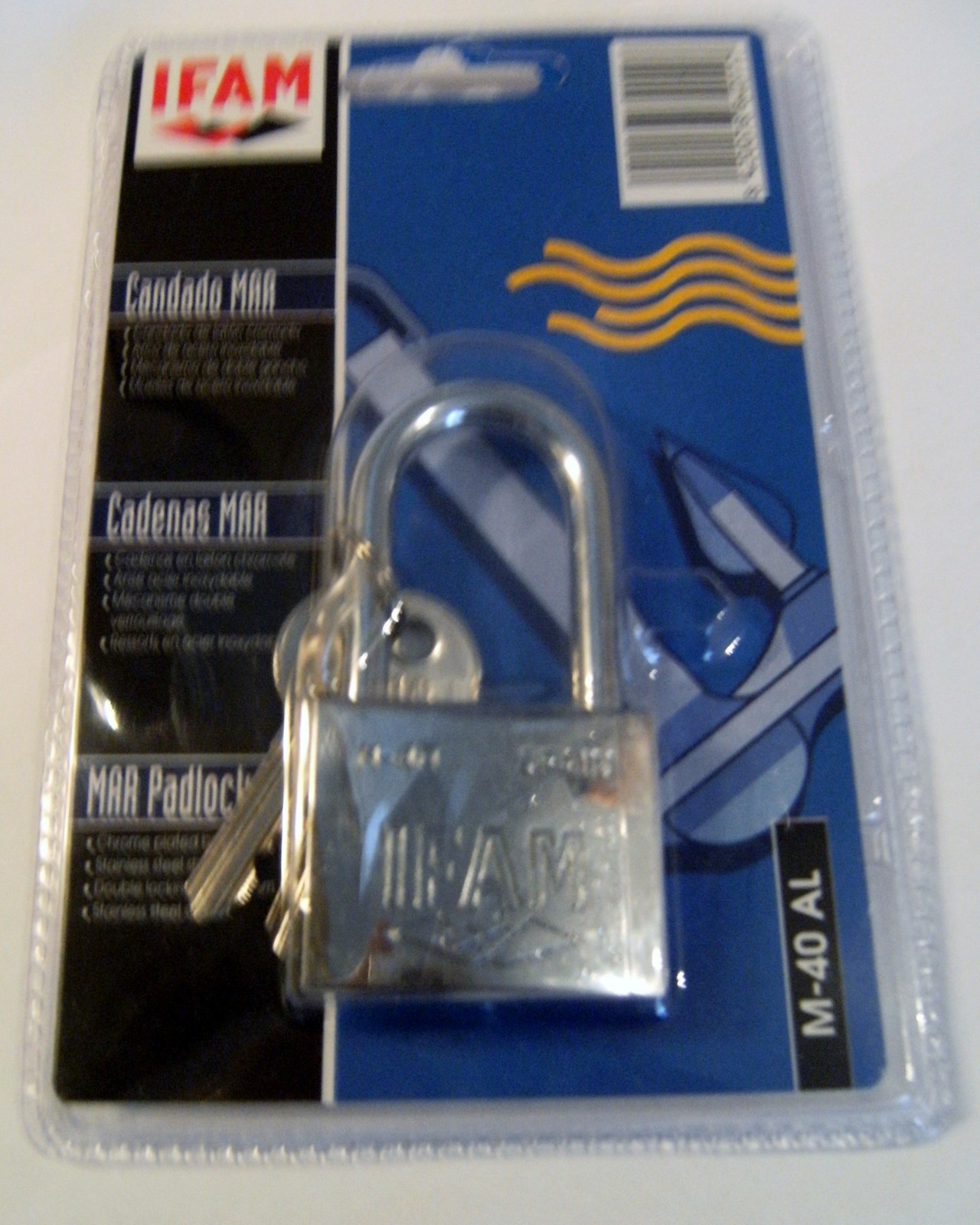 Marine Padlock 40mm Long Shackle Ifam Brand Salt Spray Tested Blister ...