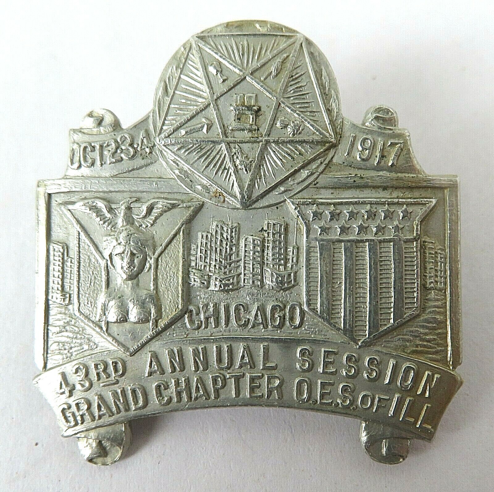 OES Order Eastern Star 1917 Annual Session Medal Grand Chapter Chicago ...