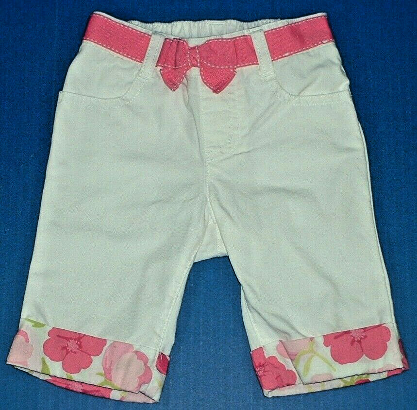 Gymboree Fairy Garden Baby Girls White Capris Floral Cuffs Ribbon Trim ...