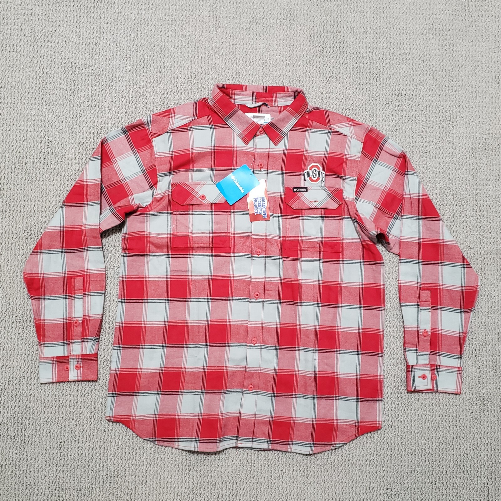 Columbia Ohio State Buckeyes Shirt Mens L Red Flannel NEW Long Sleeve ...