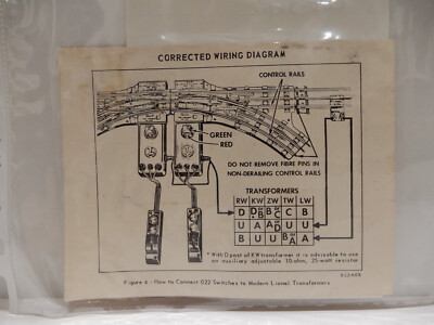 LIONEL Postwar Original Instruction Sheet 022 Switches 1960 Wiring ...