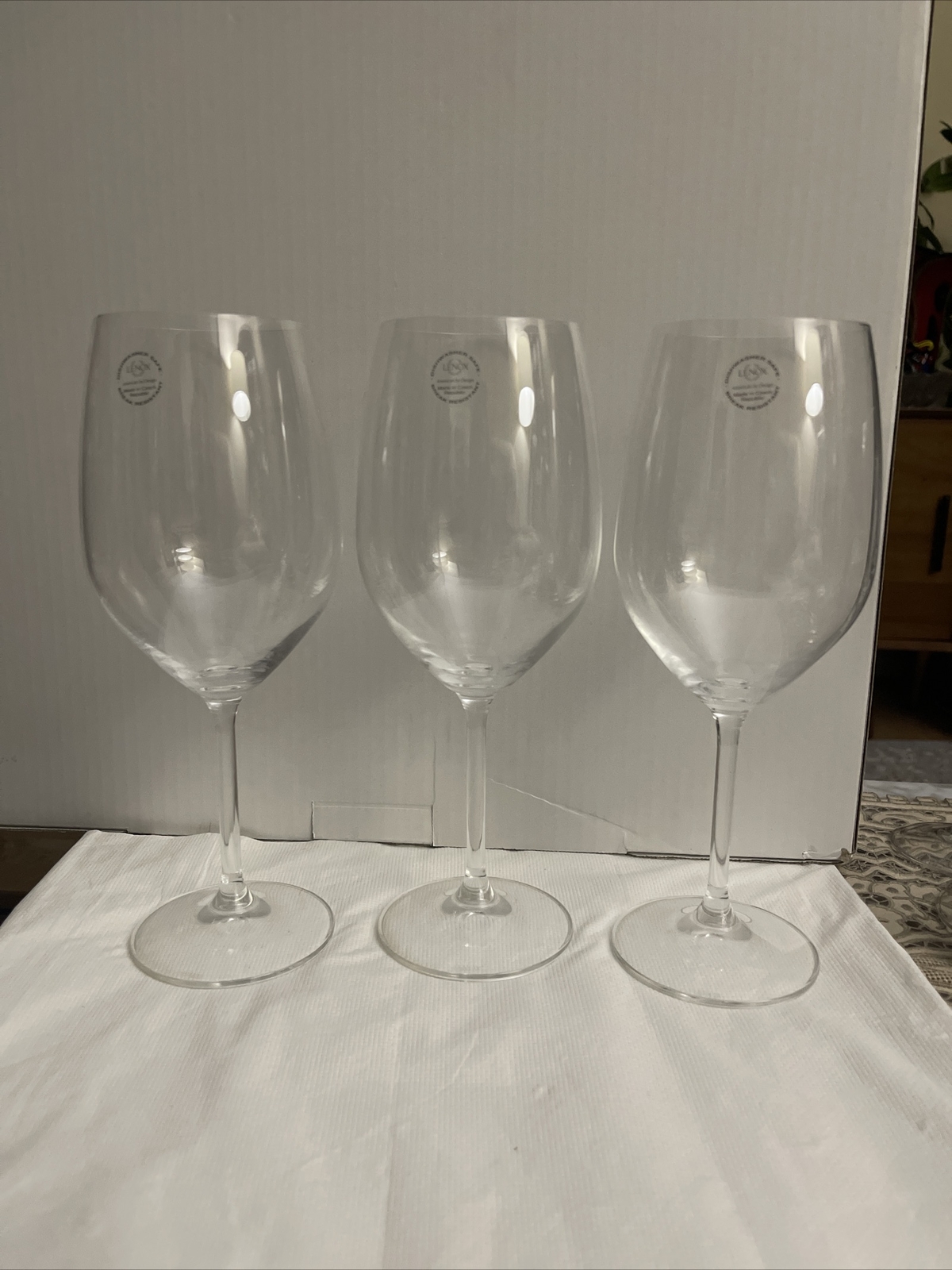 LENOX TUSCANY WHITE WINE GLASS 21 OZ SET OF 3 NON-LEAD CRYSTAL 9 1/2 ...