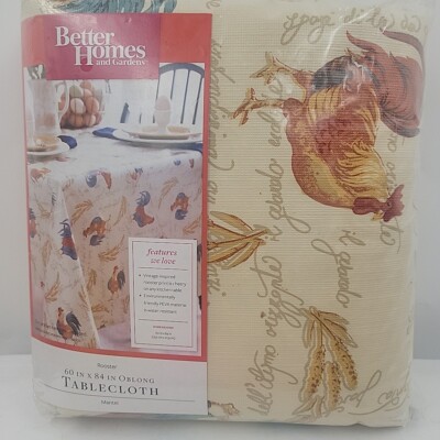 Better Homes and Gardens ROOSTER Tablecloth Country Oblong 60" x 84" | eBay