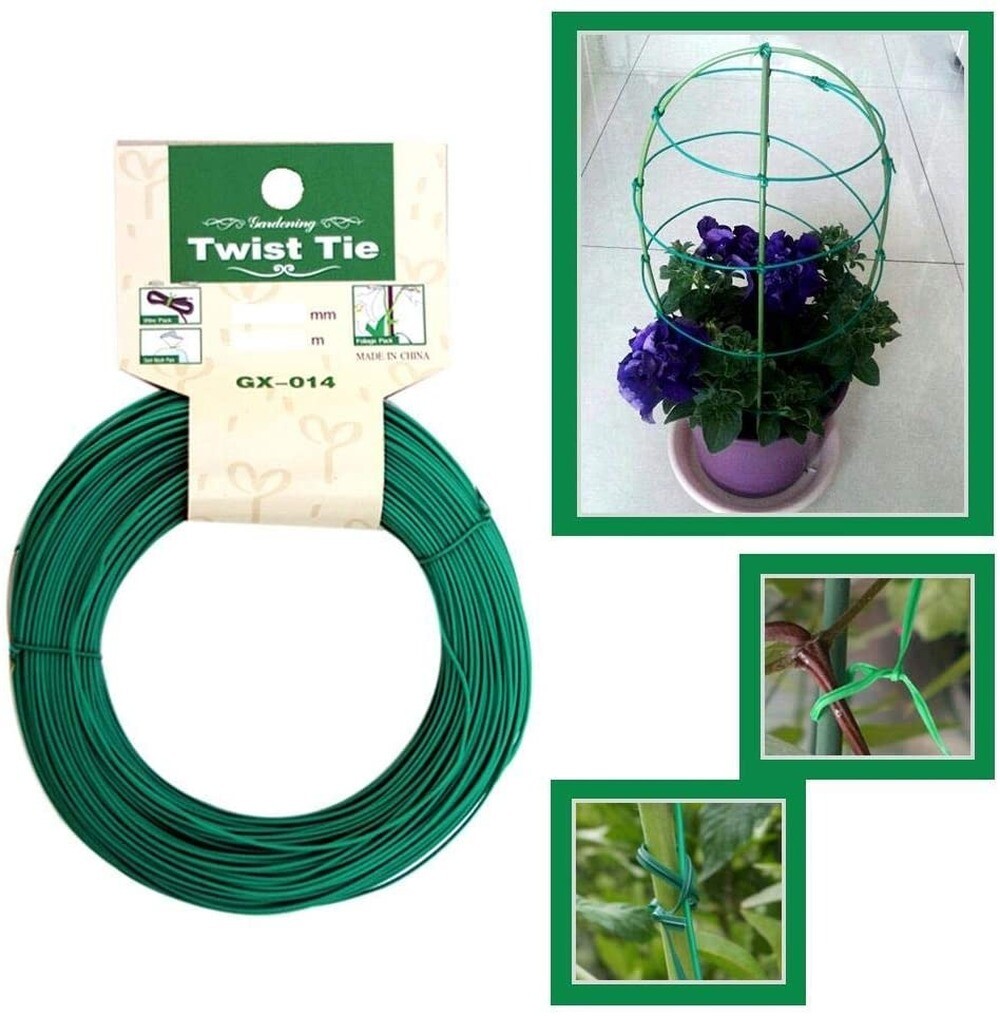 Garden Plant Cable Twist Tie Rubber Coated Wires Reusable Strings Tie ...