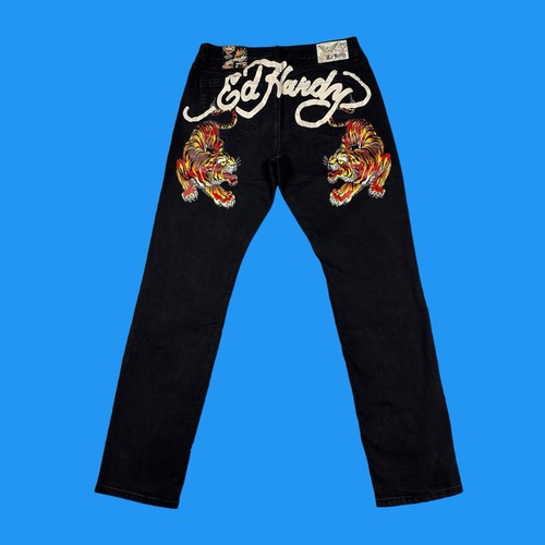 Ed Hardy Jeans Mens Size 40x32 Slim Straight Stretch Roaring Tigers ...