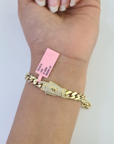 14K Royal Monaco Cuban Bracelet Yellow Gold 7mm 8 inches Box Lock | eBay