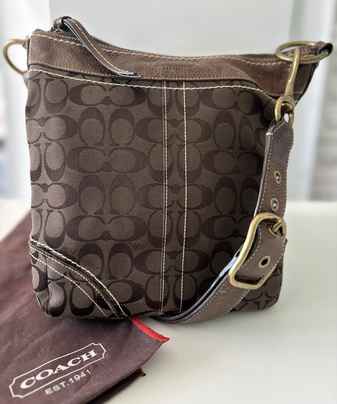 Coach 10403 Signature Med Convertible Duffel Crossbody Bag - BROWN EUC ...