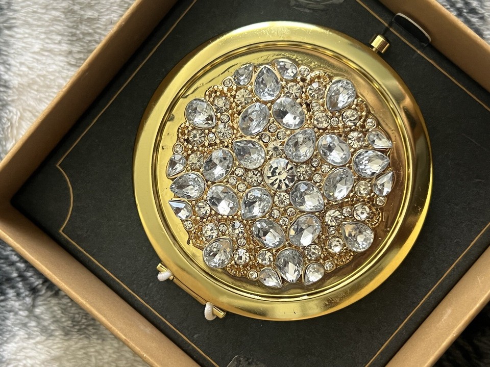 NIB NWT Monet Jewelry Gold Tone Double Mirror Beautiful Compact mirror ...