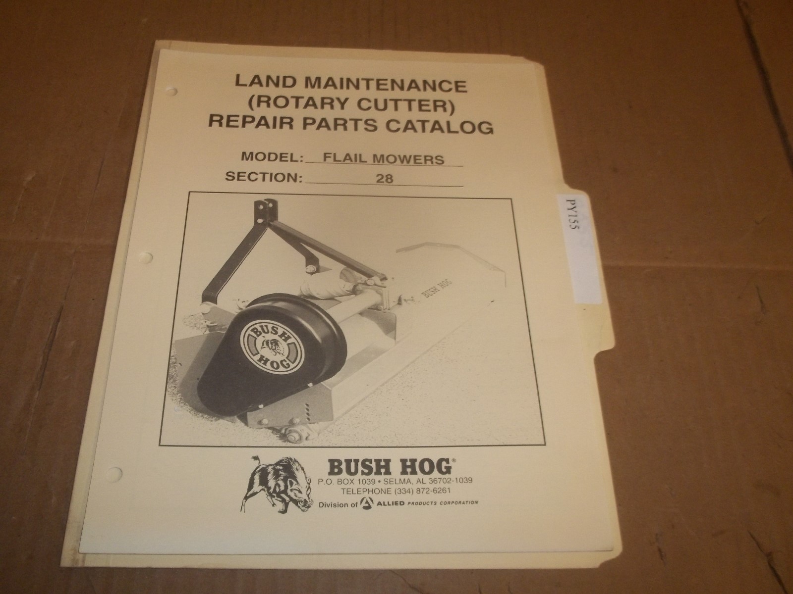 PY155) Bush Hog Parts Manual - LOOSE LEAF - Flail Mowers Rotary Cutter ...