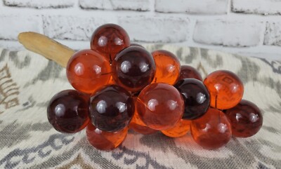 Vtg MCM Amber Topaz Lucite Grape Bunch Driftwood Stem 2.5 Lbs. | eBay