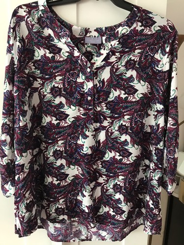 Women's Laura Scott Plus Size 3X Roll Sleeve Blouse Egret Paisley NWT ...