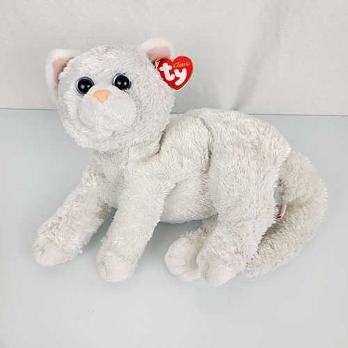 Ty Classic CRYSTAL All White TYSILK Kitty Cat 10” Plush 2011 Blue Eyes ...