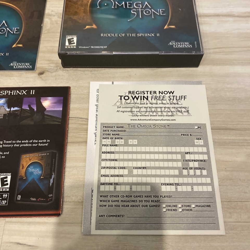 The Omega Stone - Riddle of the Sphinx II - PC CD-ROM 2003 Game Case ...