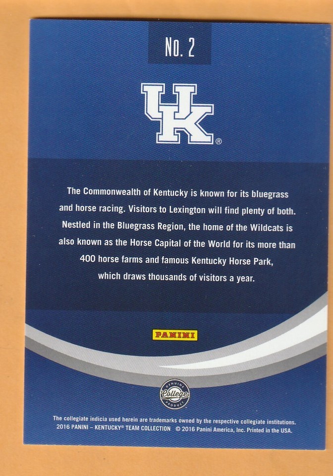 Lexington Kentucky Wildcats Card 2016 Panini #2 14N | eBay