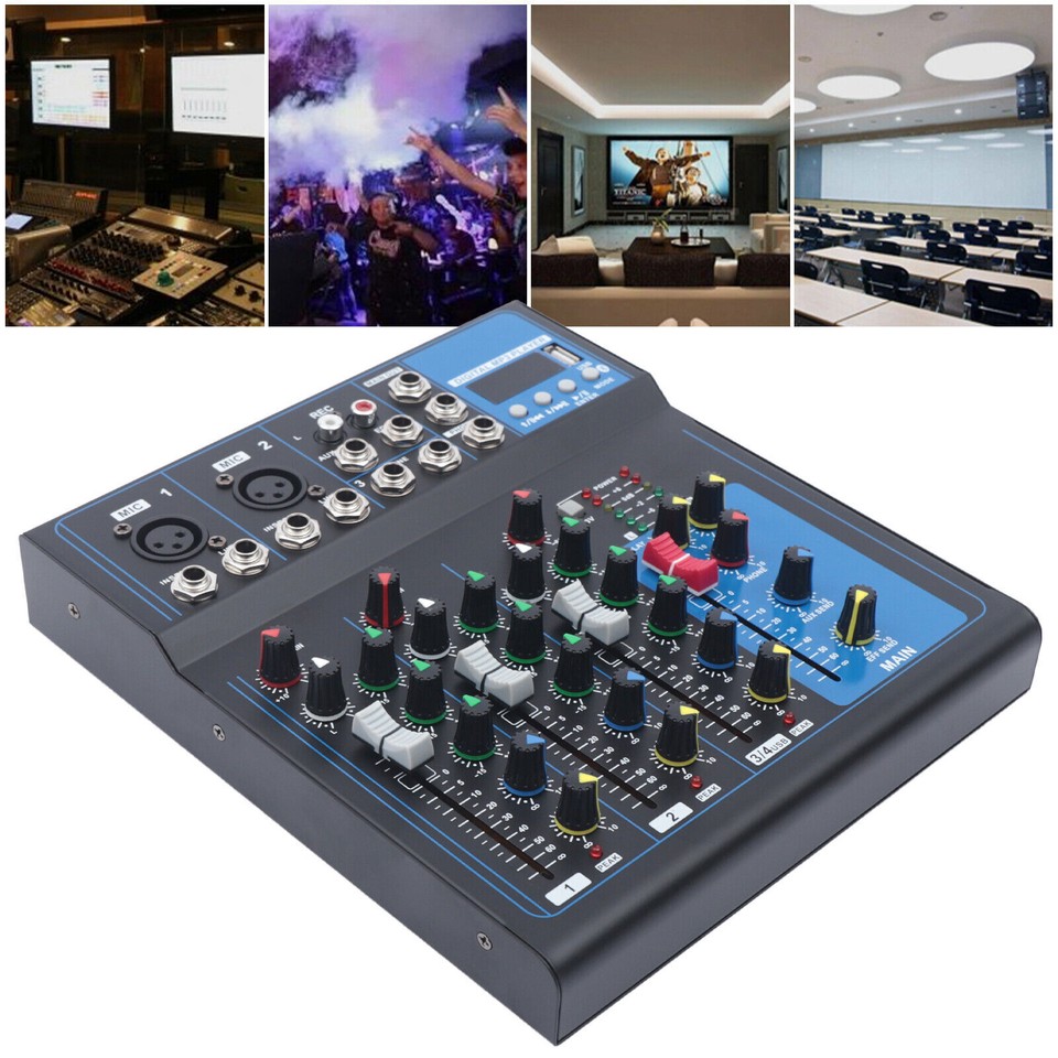 4-Channel Mixer Bluetooth Studio Audio Mixer DJ Live Sound Mixing ...