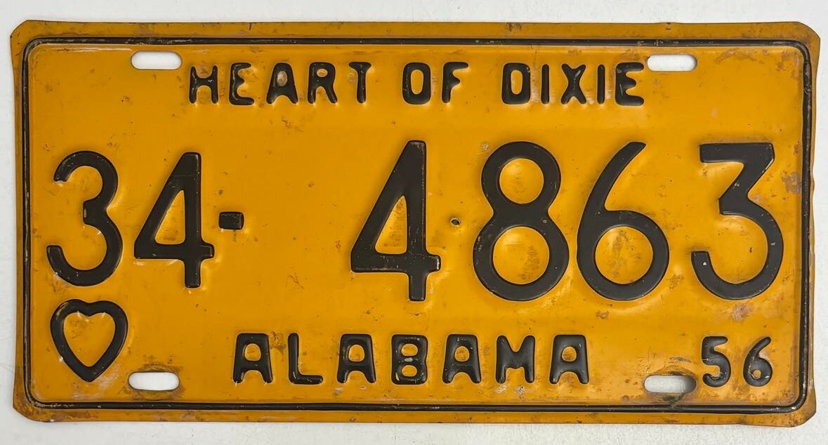 Alabama 1956 GENEVA COUNTY License Plate # 34-4-863 | eBay