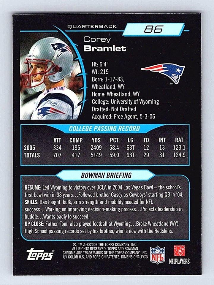 2006 Bowman Chrome #86 Corey Bramlet (RC) | eBay