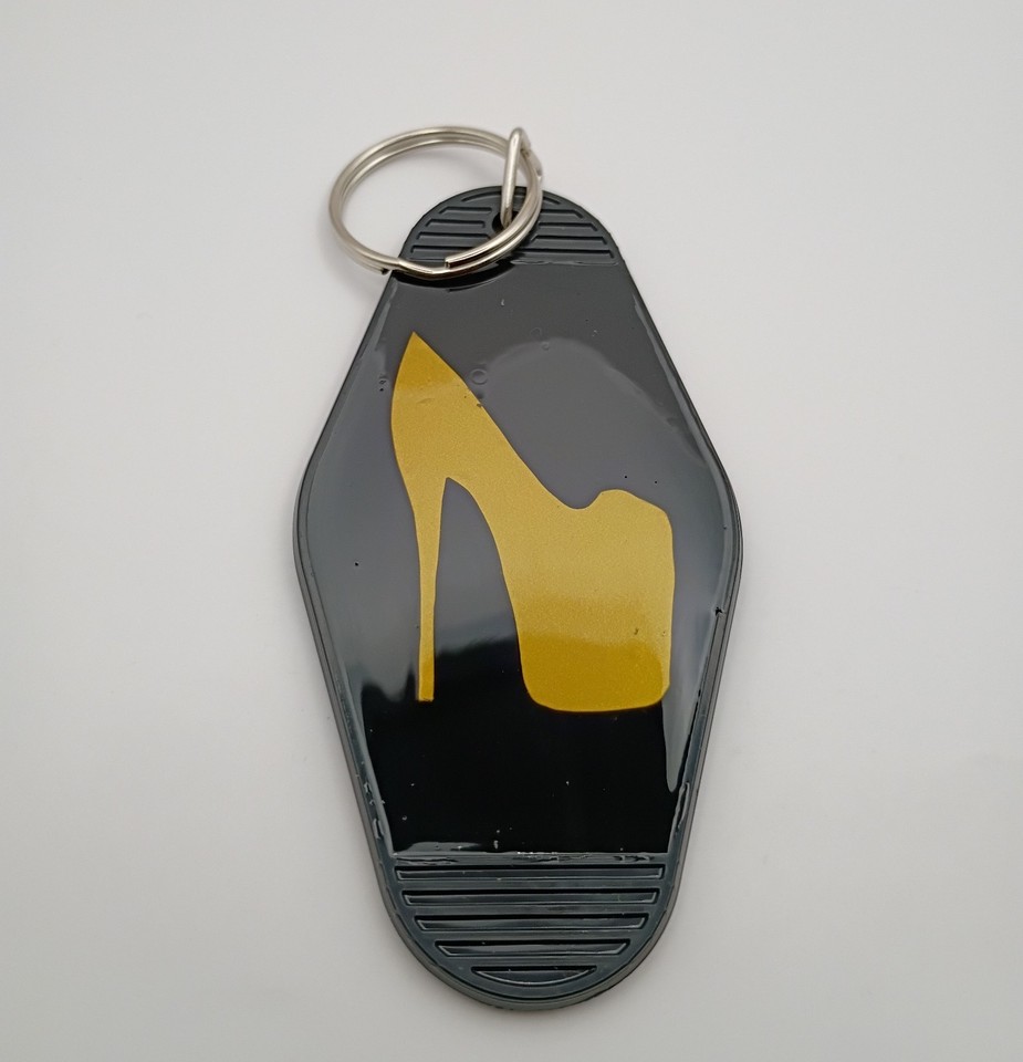 Motel Room Keychain Retro Styled Double Sided Gold High Heel Pump ...