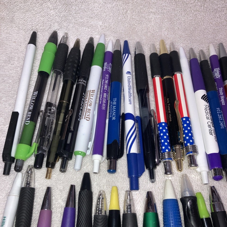Ballpoint Pen Lot Of 100 Advertising & Brand Names Click & Cap Black ...