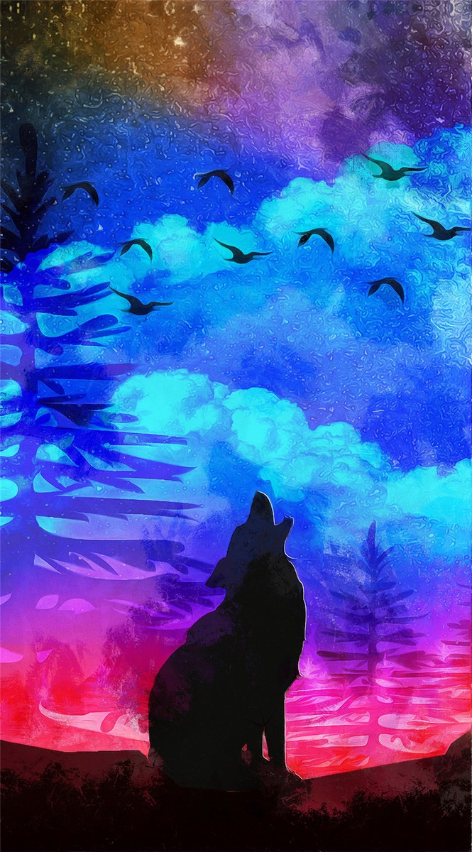 Colorful Abstract Wolf Paintings