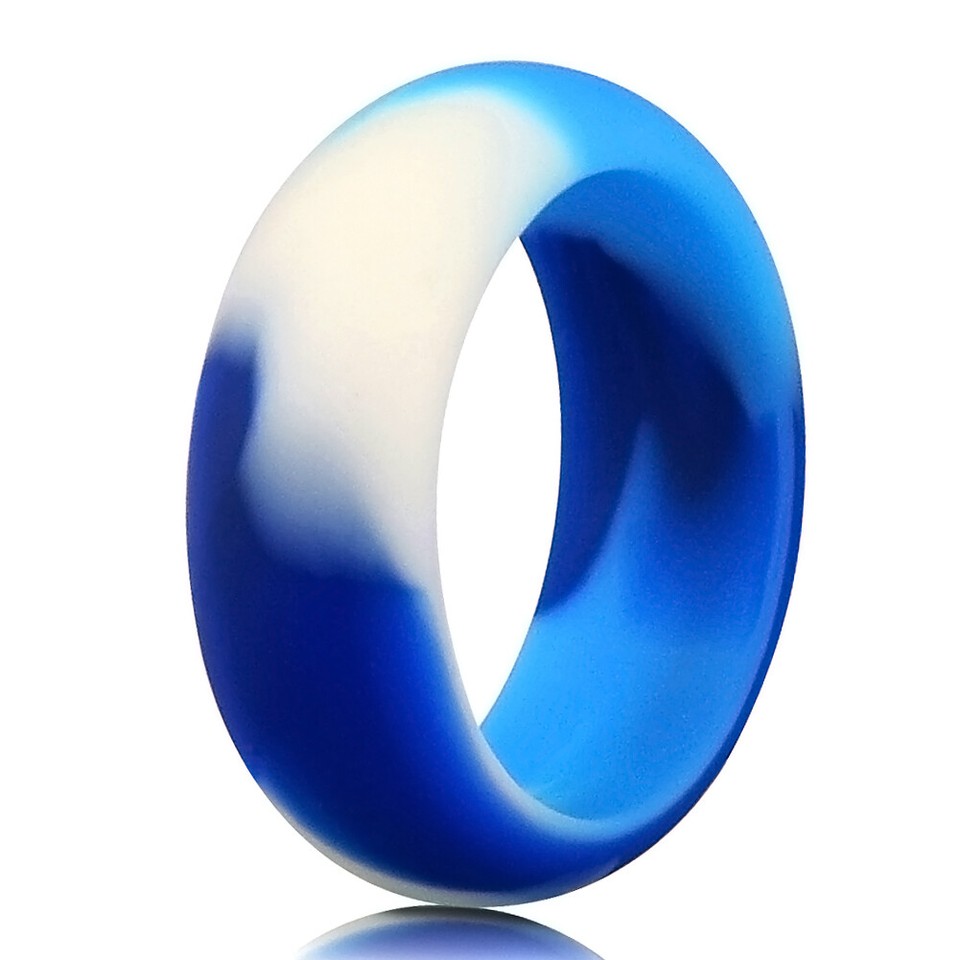 1Pc Camouflage Silicone Wedding Rings Rubber Promise Bands 8mm Width ...