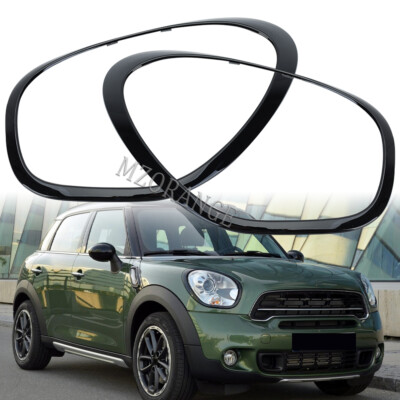 2x Headlight Trim Ring Bezel Glossy Black For MINI Cooper Countryman ...