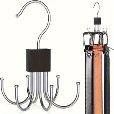 Large Capacity Multi-Purpose Belt Hanger Rotating Wooden Belt Rack ...
