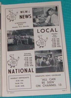 1958 WLWI INDIANAPOLIS,INDIANA TV NEWS AD ~ 6 TELECASTS DAILY ~ Station ...