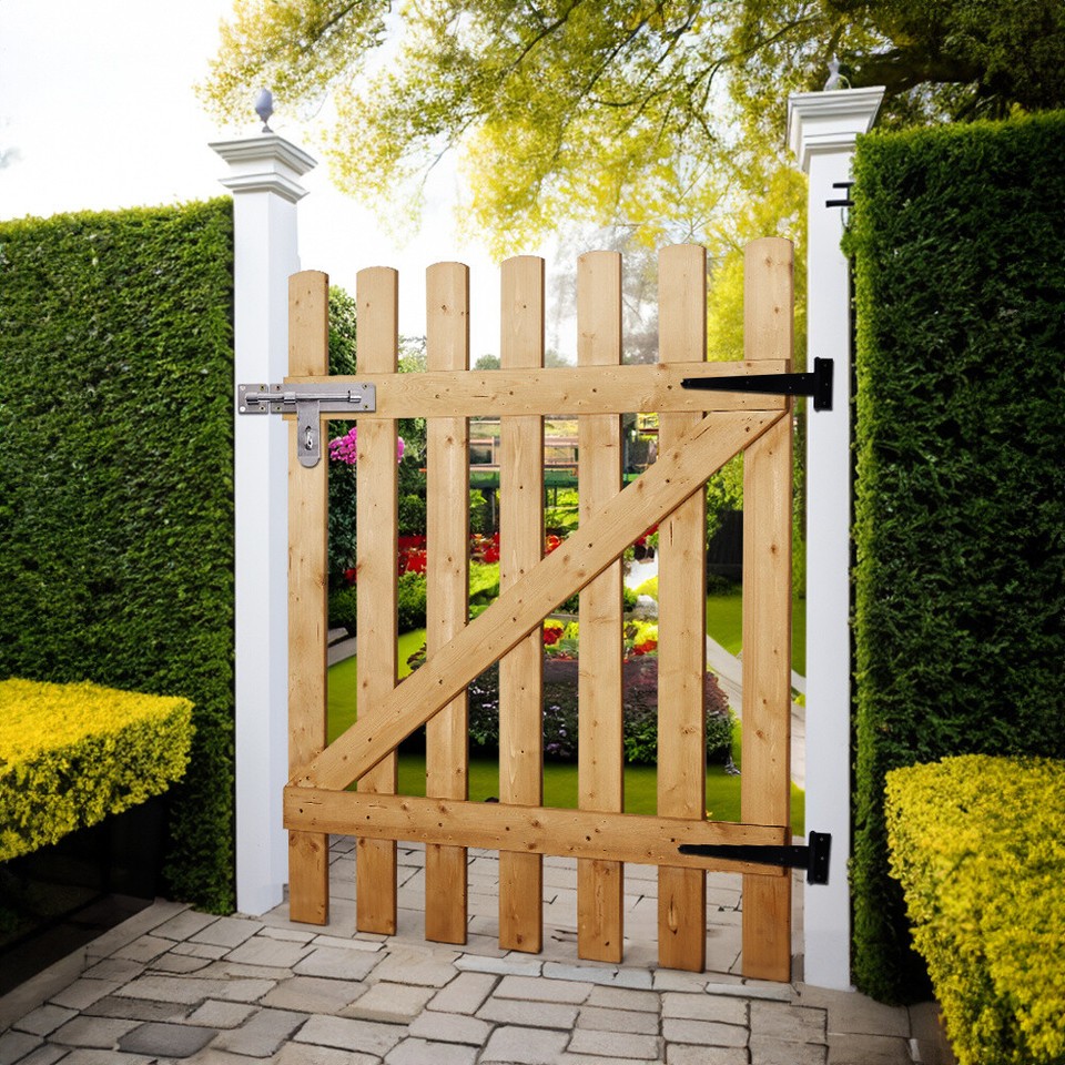 Wooden Garden Gate Rounded Picket Fence Pedestrian Gates Pinewood Doors ...