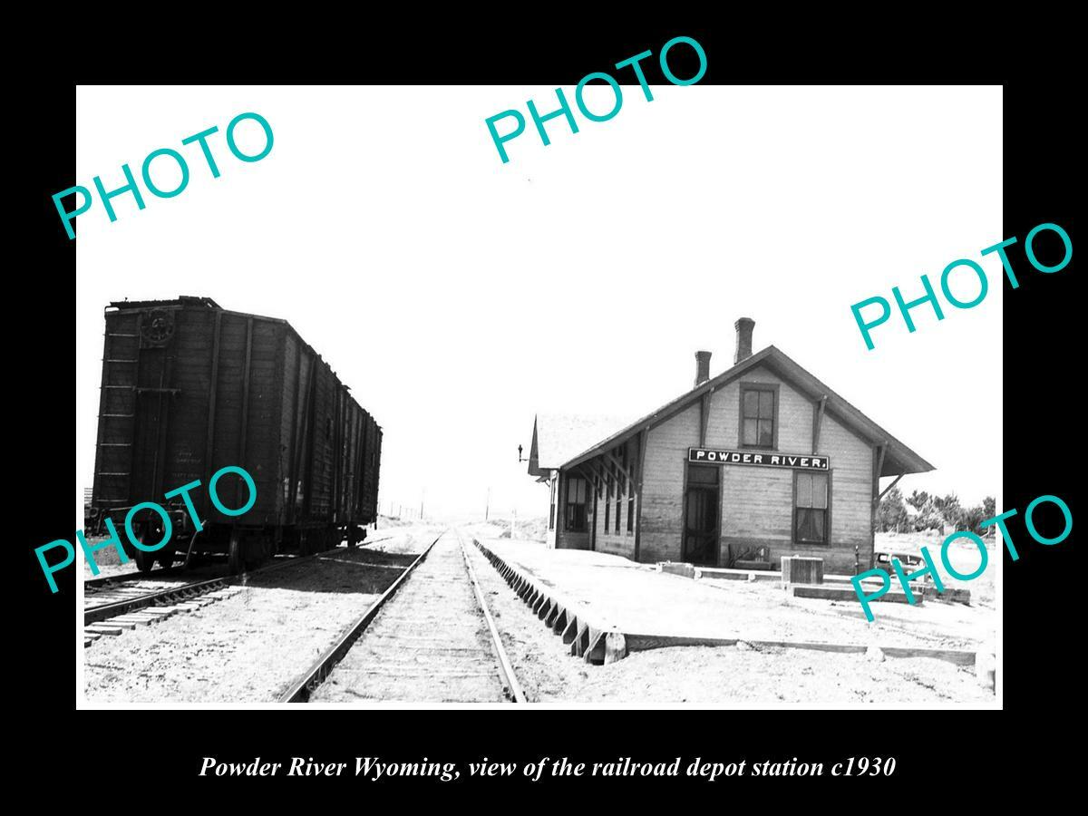 OLD 8x6 HISTORIC PHOTO OF POWDER RIVER WYOMING RAILROAD DEPOT STATION ...