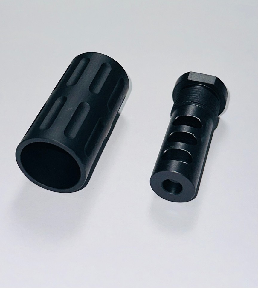 Muzzle Brake 1/2X28TPI For 9MM With 13/16X16 Sound Redirect Sleeve | eBay