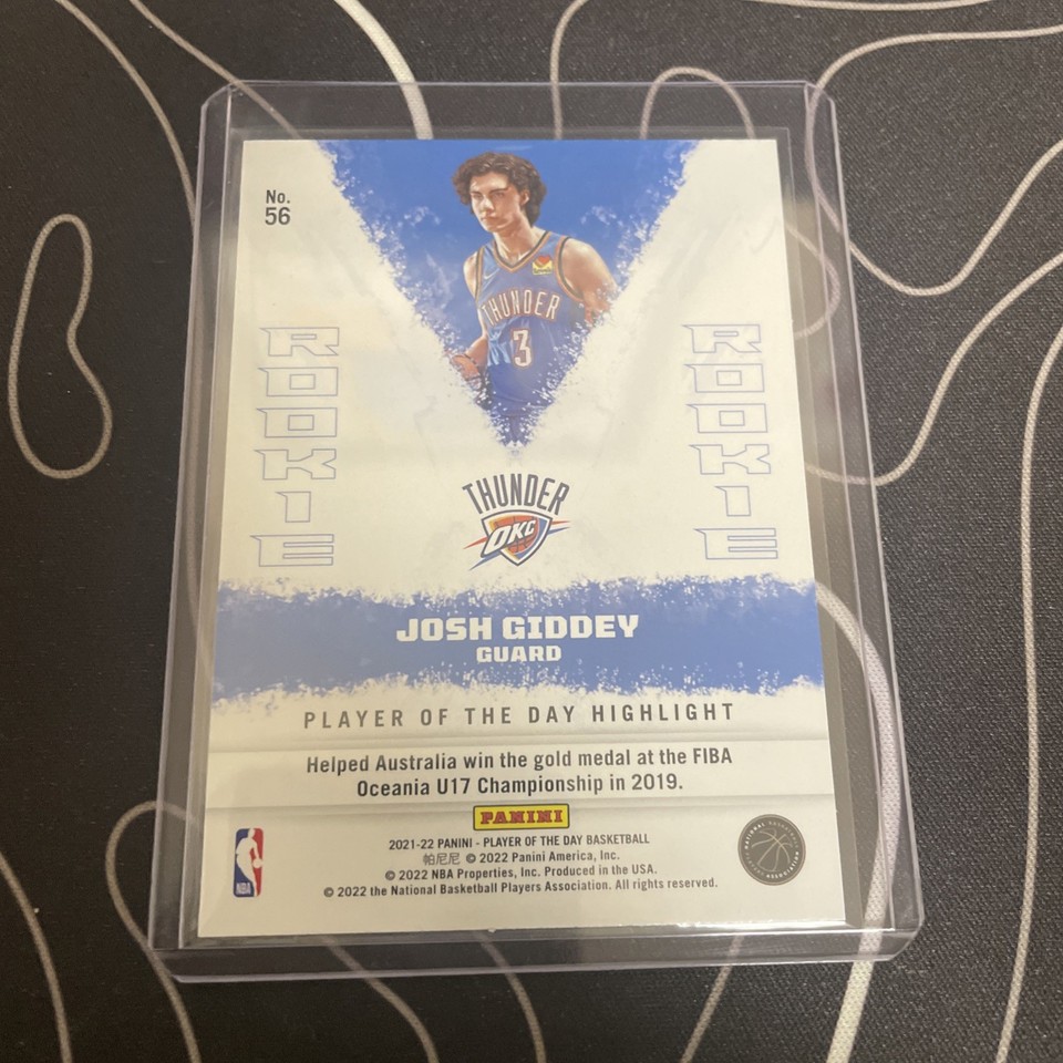 Josh Giddey 2021-22 Panini Player Of The Day Basketball RC Rookie Card ...