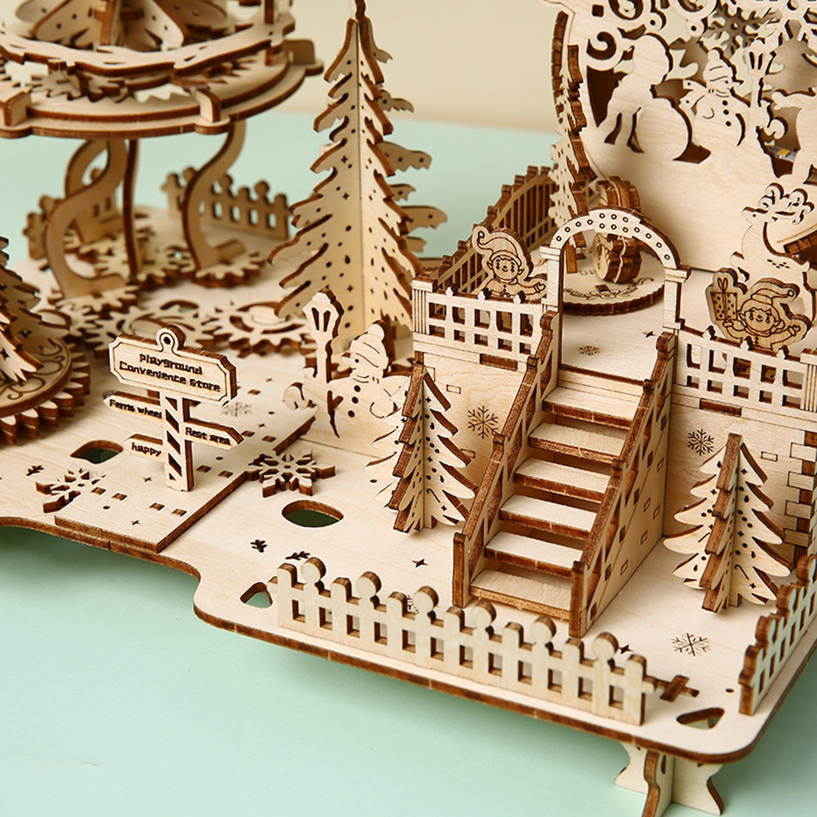 Christmas Amusement Park Model Toy 3D Wooden Puzzle for Gift Building ...
