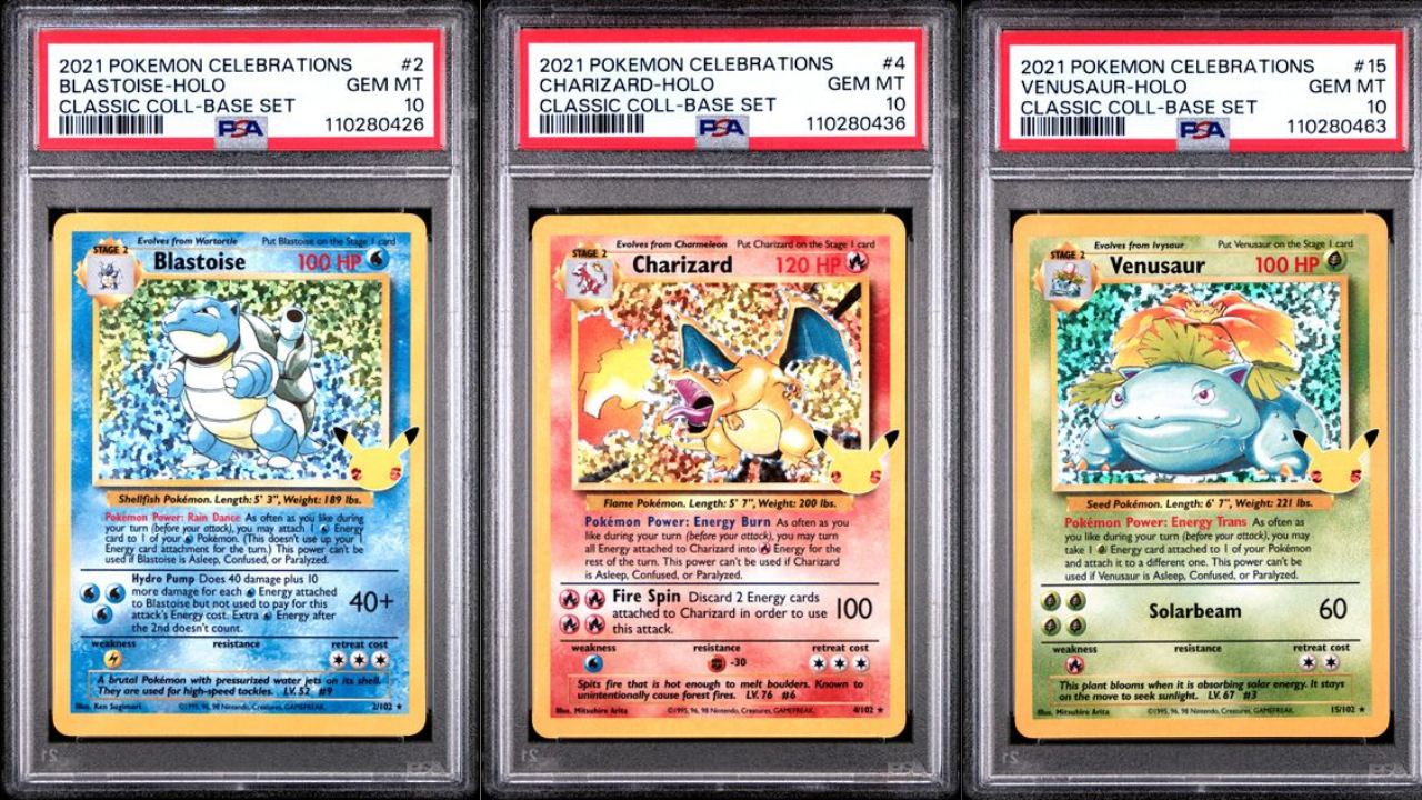 PSA 10 Pokémon Card Lot Celebrations Charizard, Blastoise & Venusaur ...