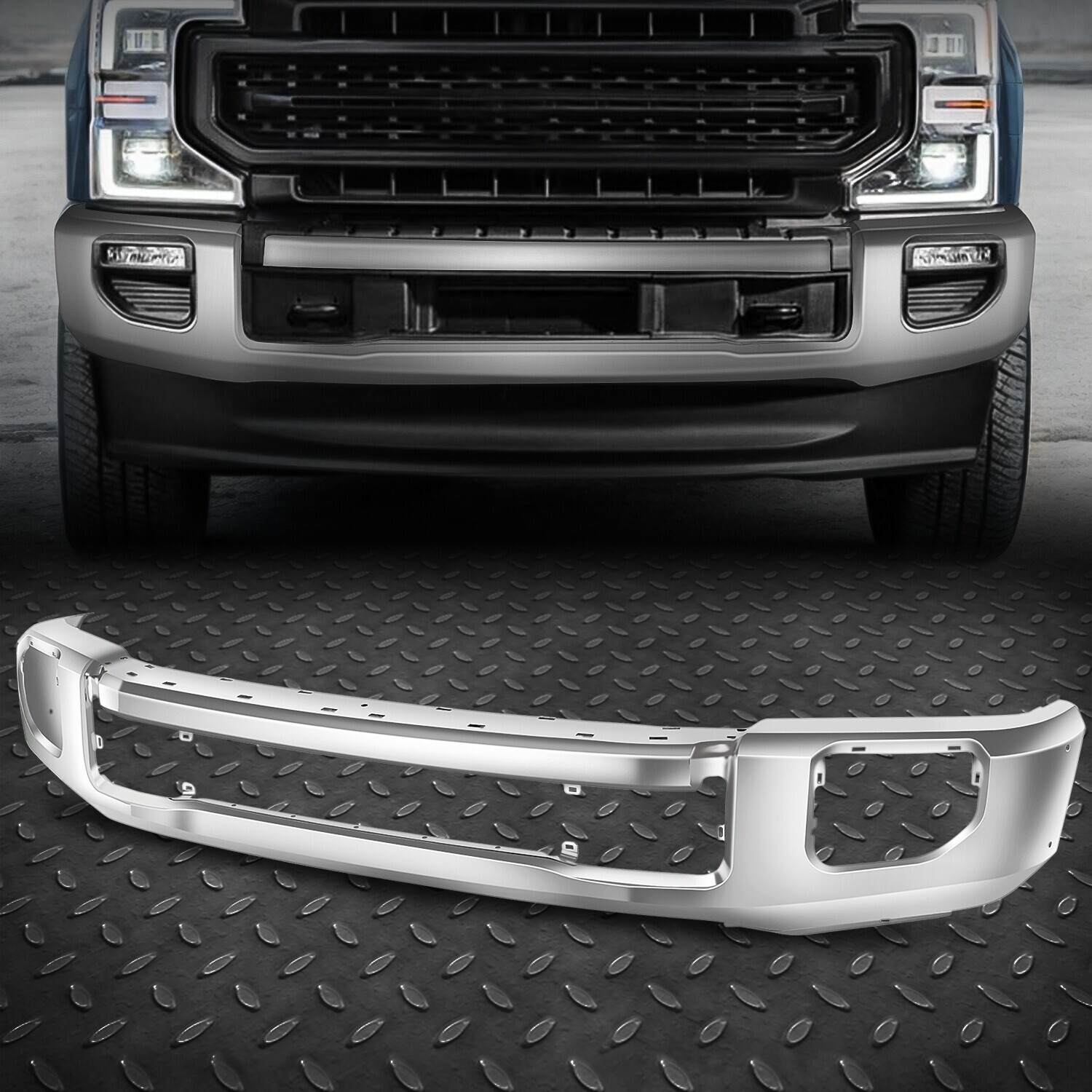 For 20-22 F250 F350 Super Duty Chrome Front Bumper Face Bar w/ Fog Lamp ...
