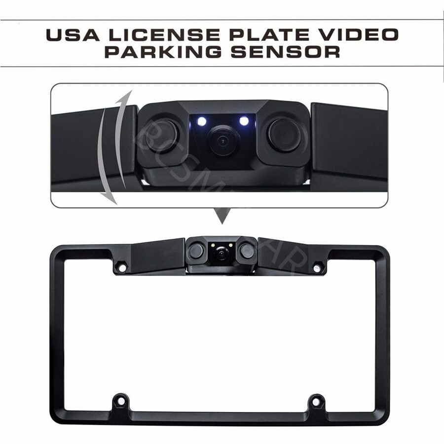 2 LED Car License Plate Frame Backup Reverse Camera Rear View Parking ...