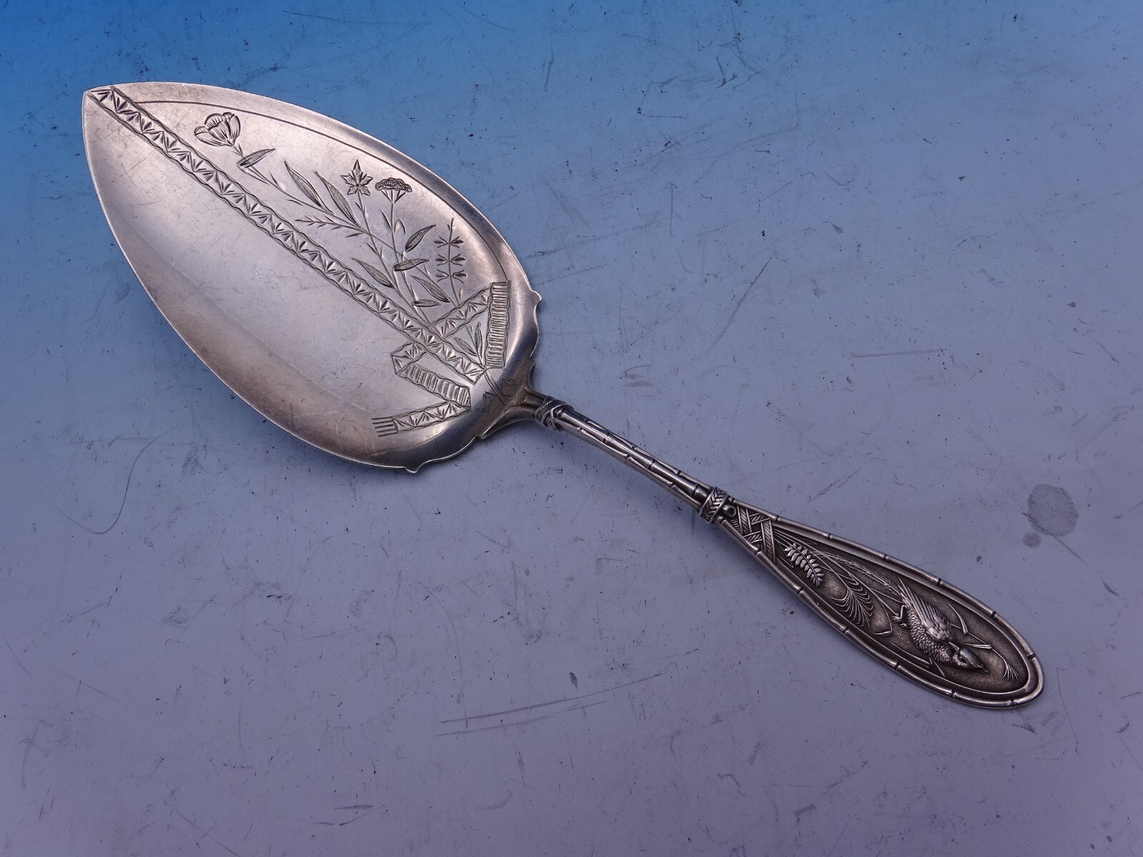 Japanese by Whiting Sterling Silver Pie Server FH AS brite-cut half ...