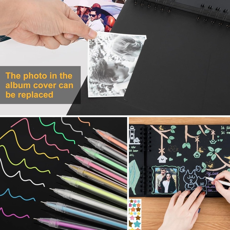 Scrapbook Photo Albums DIY Memory Book Large Scrapbook Kit 80Pages A4 ...