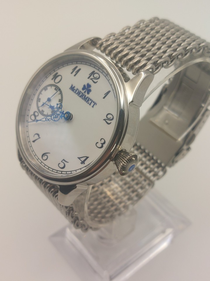 McDERMETT WATCHES NEW ST36 WIND-UP - WHITE DIAL- EXIBITION BACK - FREE ...