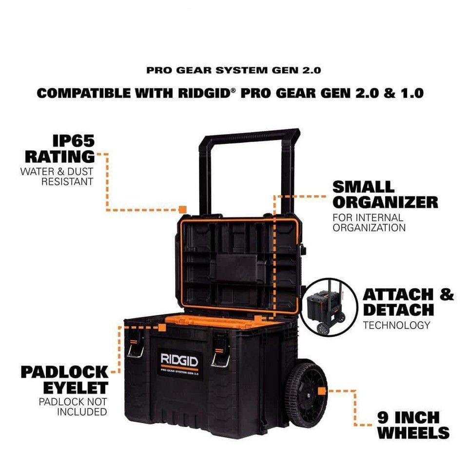 RIDGID Pro Gear System Rolling Tool Box + Heavy Duty Tool Box + Compact ...