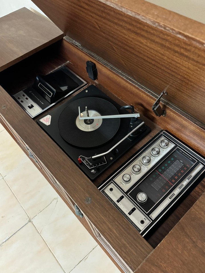 Antique music cabinet with AM FM Radio , Record Player and Cartridge ...