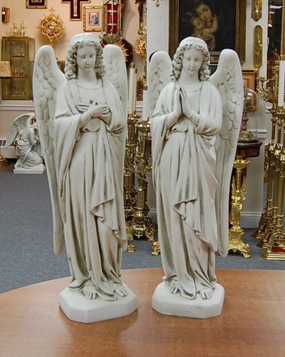 Beautiful Pair of Traditional Fiberglass Chapel Angel Statues 25"ht ...